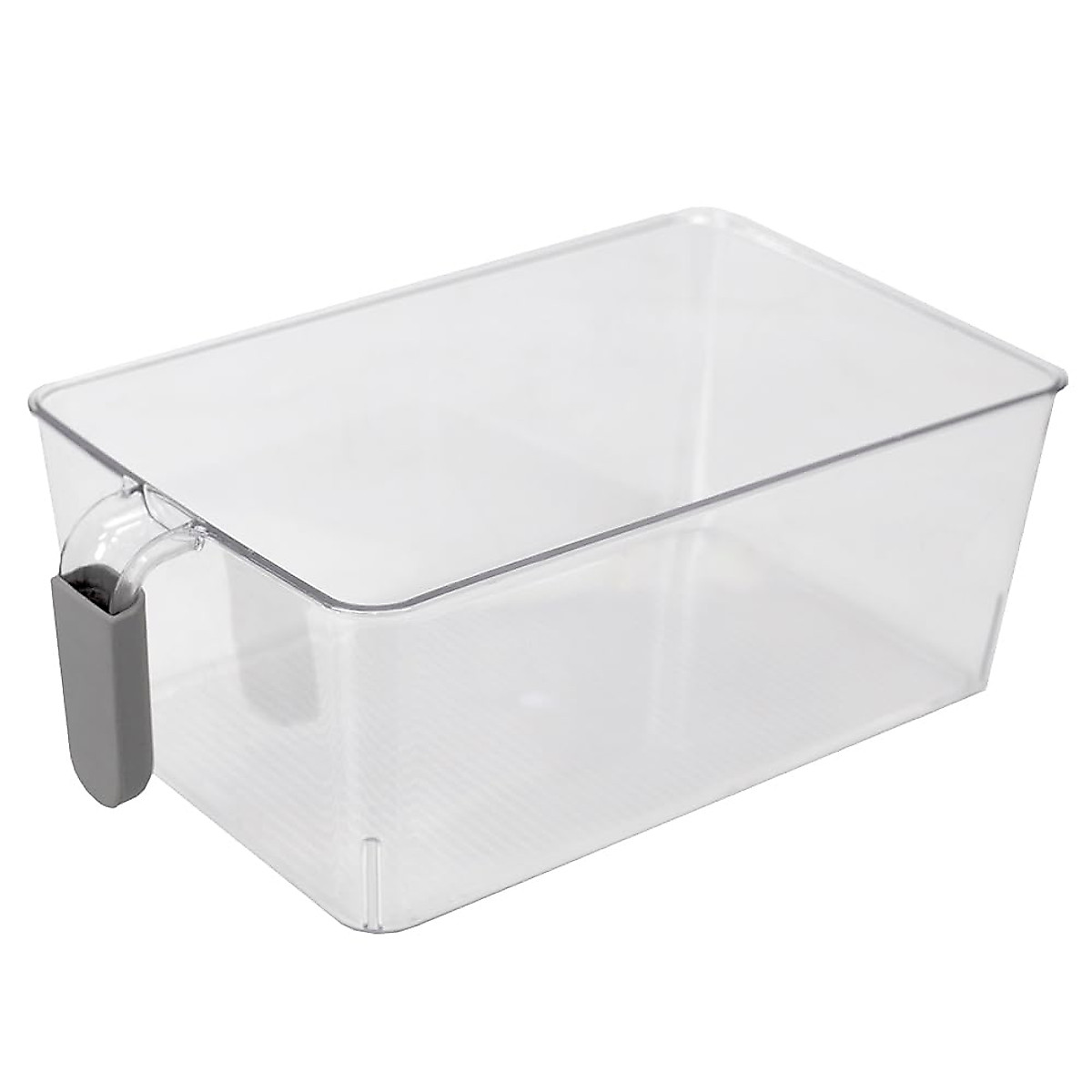 Home Basics Pull-Out Plastic Storage Bin with Soft Grip Handle for Refrigerator, Freezer & Kitchen Pantry Storage Organizer, Clear (4, LARGE)