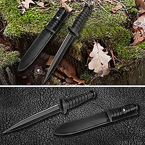 liuliang1 12.2'' EDC Straight Edge Tactical Bowie Knife with Sheath Survival Hunting Tactical Combat Knife for Outdoor Camping , Fishing Black