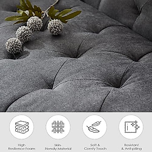 TYBOATLE Accent Chair, Fabric Living Room Arm Chairs for Bedroom, Mid Century Modern Upholstered Tufted Bedroom Office Armchair Single Sofa，Reading Lounging Side Lounge Chair (Dark Grey)