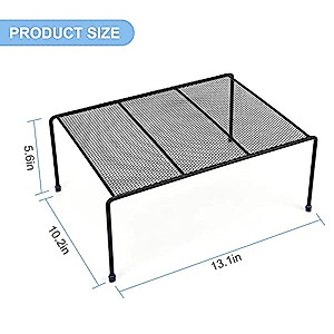 Set of 4 Mesh Kitchen Shelves Cabinet Storage Shelf Rack (13.1 x 10.2 Inch) ，Kitchen Bathroom Pantry Cupboard Desk Home Office, Fridge, Cabinet, Bathroom Cupboard, Non-slip Plastic Feet (Black)