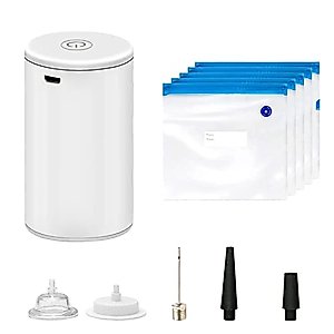 Zosylala Vacuum Sealer, Food Saver Vacuum Sealer Machine, Handheld Vacuum Sealer, Multi-Function Air Pump with Pump Head Sets, 5 Reusable Vacuum Seal Bags