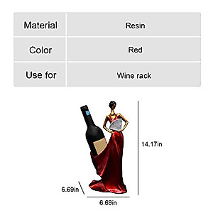 Kelendle Beauty Wine Holder Bottle Wine Rack Tall Drink Tabletop Accessory Single Bottle Stand Women Shaped Sturdy Sculpture Figurine Kitchen Decoration Restaurant Setting Crafts(Red)