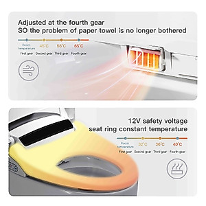 XEK Smart Toilet, One Piece Bidet Toilet for Bathrooms, Toilet with Warm Water Sprayer & Dryer, Foot Sensor Operation, Heated Bidet Seat, Auto Smart Toilet with LED Display