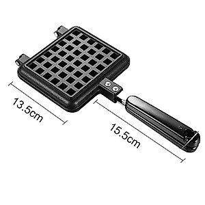 LEYSRIS Non-stick Double side Waffle Baking Mold, Portable Camping Waffle Pan Cookware Waffle Press Plate Cooking Baking Tool for Stovetop Campfire (11.8 x 5.7 x 1.2in)
