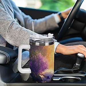 Duck Flowers Tumbler with Handle Travel Mug Water Bottle Tea Coffee Cup White-style