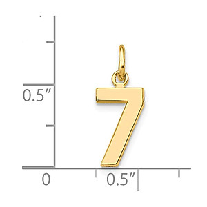 Solid 14k Yellow Gold Casted Small Number 7 Charm Pendant - 20mm x 7mm