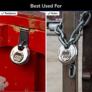 BRINKS 173-80051 Stainless Steel Resettable Combination Discus Padlock, 80Mm, Silver