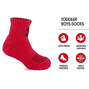 Under Armour boys Multi Pack Quarter Sock, Red, 2-4T US