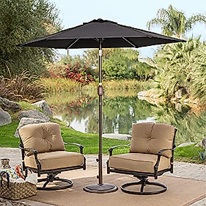 Sundale Outdoor 7.2 ft Patio Umbrella Table Market Umbrella with Push Button Tilt, Polyester Umbrella for Garden, Deck, Backyard, Pool (BLACK)