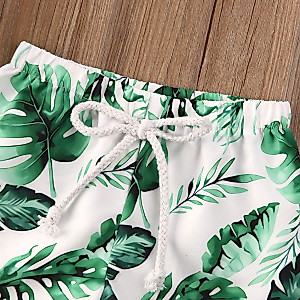 Toddler Baby Boys Swim Shorts Coconut Tree and Leaves Print Swimming Trunk Kids Boy Waves Swimwear (Palm, 6-12 Months)