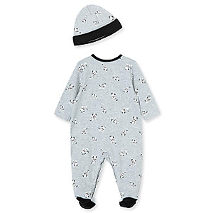 Little Me Baby Boy Clothes 2-Piece Baby Sleeper and Cap Set 100% Cotton Footies with Full 2-way Zipper and Scratch Free Tags Baby Essentials - Preemie, Little Dalmatians