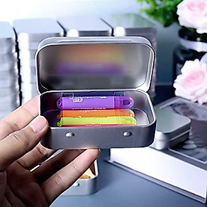 Tamicy Metal Rectangular Empty Hinged Tins - Pack of 40 Silver Mini Portable Box Containers Small Storage Kit & Home Organizer small tins with lids craft containers 3-1/2''X2-1/2''X4/5''
