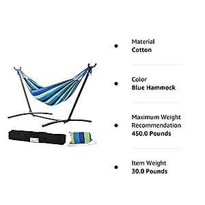 Vnewone Hammock with Stand 2 Person Heavy Duty Portable Hammock Stand with 9 FT Space Saving Steel Stand Portable Carrying Case Weather-Resistant Finish for Outdoor or Indoor Patio Backyard Garden