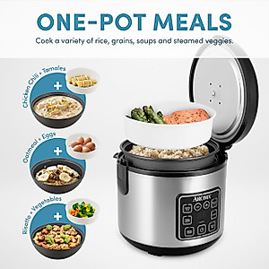 Aroma Housewares ARC-914SBD Digital Cool-Touch Rice Grain Cooker and Food Steamer, Stainless, Silver, 4-Cup (Uncooked) / 8-Cup (Cooked)