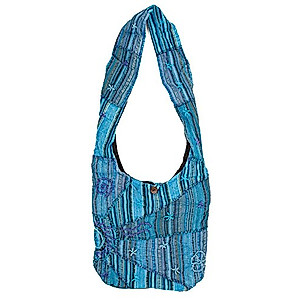 Original Collections Turquoise Embroidered Peace and Sunrise Crossbody Sling Boho Purse Handbag