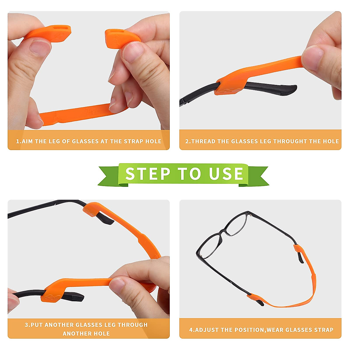 WSYUB 12 Pcs Kids Silicone Glasses Straps, Anti-Slip Kids Sports Eyeglasses Sunglasses Strap, Glasses Band Holder, Soft Elastic Eyewear Retainers, 8.4inch, 24 Pieces