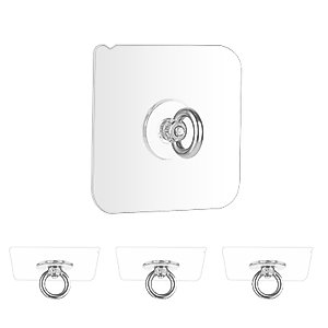 4 Pcs Heavy Duty Nail-Free Adhesive Wall Hooks Ceiling Hooks Stainless Steel Waterproof No Nail Wall Hanger Wind Chime Hanger Decoration Hook for Indoor and Outdoor Home Office Hanging Plant