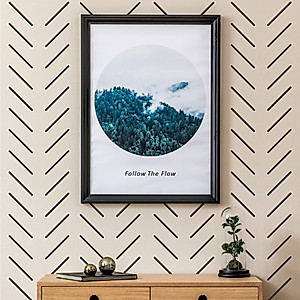 A Room with Black Line Vinyl Wall Decals, Peel and Stick Modern Boho Stickers, 300 Stripes with a Reference Template for Sticking