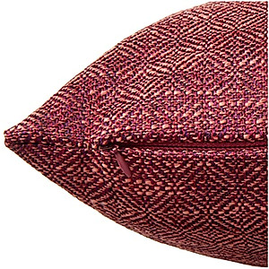 Violet Linen Chenille Diamond Weave Pattern, Faux Linen Polyester Fabric, Waterproof for Indoor and outdoor use, Burgundy, 18 Inch x 18 Inch, Square, Decorative Accent Throw Pillow