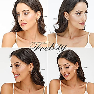 3 Pairs 925 Sterling Silver Hoop Earrings | Small White Gold Plated Hoop Earrings for Women (13mm, 15mm, 20mm)