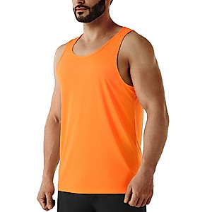 URBEST Men's Neon Workout Sleeveless Shirts Quick Dry Swim Beach Muscle Gym Running Athletic Tank Top Neon Orange 5XL