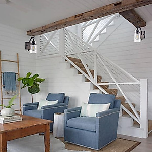 SKIVTGLAMP Industrial Glass Wall Sconce Rechargeable Battery Operated LED Picture Lights with Remote, Cordless E26 LED Black Wall lamp Dimmable Wall lamp for Hallway No Drilling Aisle 2PCS