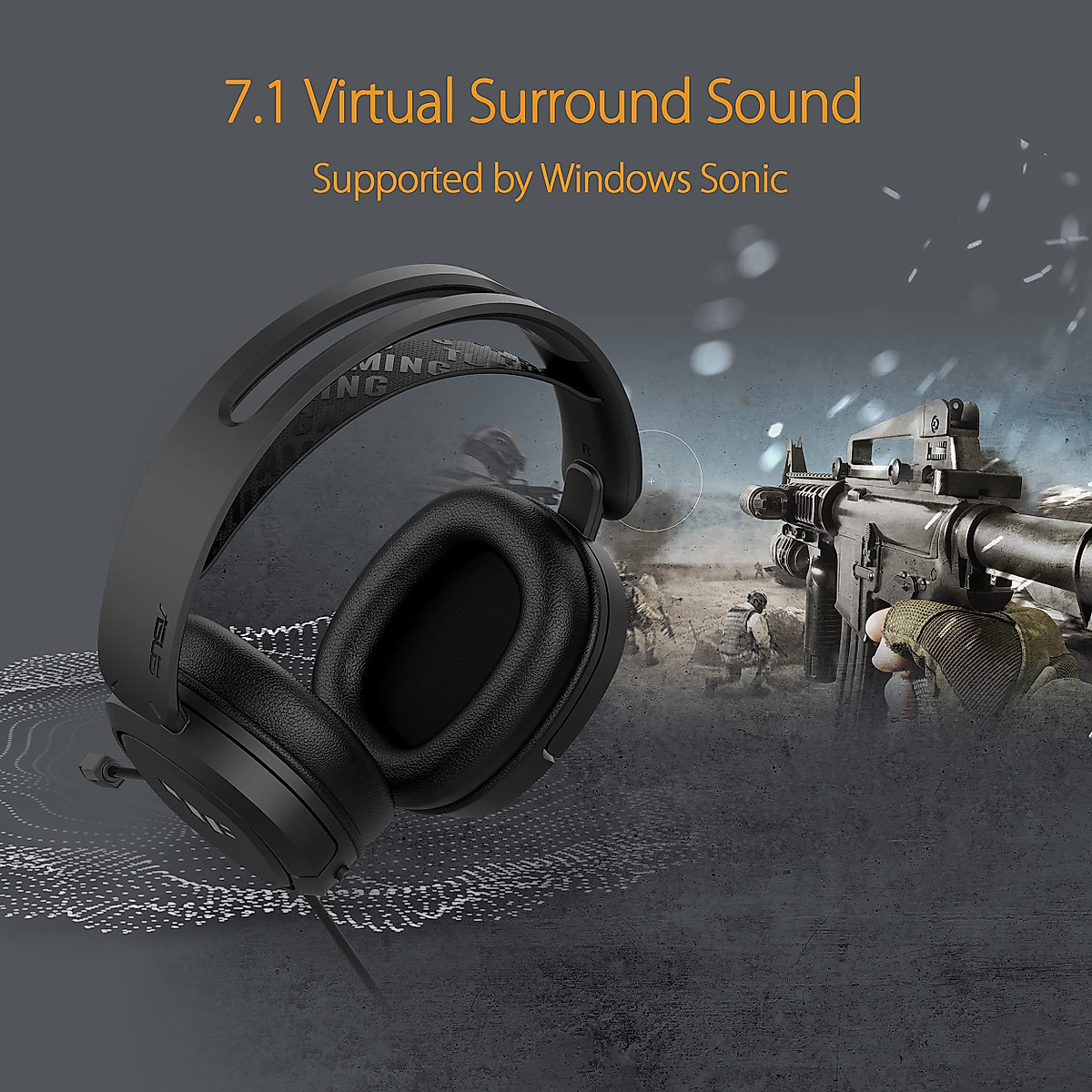 ASUS TUF Gaming H1 Wired Headset | Discord Certified Mic, 7.1 Surround Sound, 40mm Drivers, 3.5mm, Lightweight, for PC, Switch, PS4, PS5, Xbox One, Xbox Series X | S, and Mobile Devices – Black
