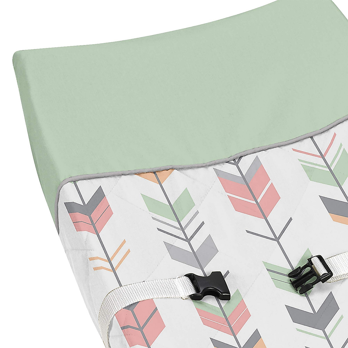 Sweet Jojo Designs Grey, Coral and Mint Woodland Arrow Baby Girls Changing Pad Cover