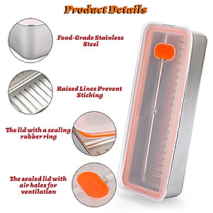 BSTKEY Bacon Container for Refrigerator, 304 Stainless Steel Airtight Deli Meat Saver Bacon Keeper for Fridge, Bacon Fresh Storage Container with Clear Lid, Dishwasher Safe, Fridge Organizer