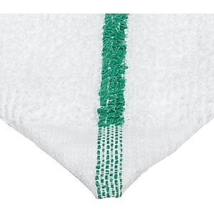 Chef Revival 700BRT Cotton Green Striped Bar Towel, 19 by 16-Inch, White, Pack of 12