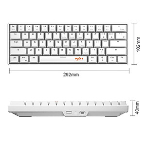 PXN K30 60% Mechanical Keyboard Wireless Mobile Gaming Keyboard Backlit Wired LED Mini Compact Keyboards Compatible with Android PC Laptop (White)
