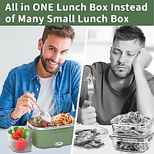 IFENROL Electric Heated Lunch Box 100W - 3-IN-1 Fast Heating Lunch Boxes Portable Food Heater for Adults,12V/24V/110V 1.5L Lunch Box with Leak-Proof Lid for Car Truck Office (3 Times Faster)