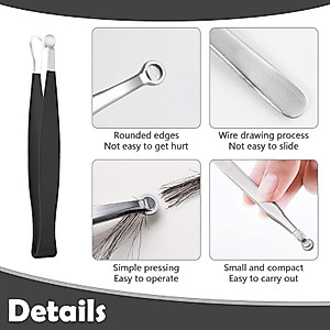 Nose Hair Trimming Tweezers Scissors with a PU Leather Sleeve, Stainless Steel Nasal Clippers Round Shear Eyelet Design, Eyebrow Ear Hair Trimmer for Men Women Sideburns (Black)