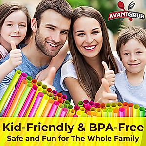 Blacklight Neon Drinking Straws 600 Pack in 4 Bright Colors for Retro Party Time or Kids Birthday. Individually Wrapped 7.75 Inch BPA-Free Straight Straw in a Paper Wrapper. Great for Craft Projects!