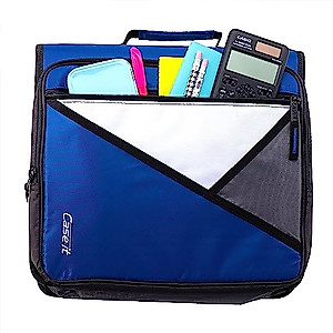 Case-it The Universal Zipper Binder - 2 Inch O-Rings Padded Pocket That Holds up to 13 Laptop/Tablet Multiple Pockets 400 Page Capacity Comes with Shoulder Strap Midnight Blue LT-007