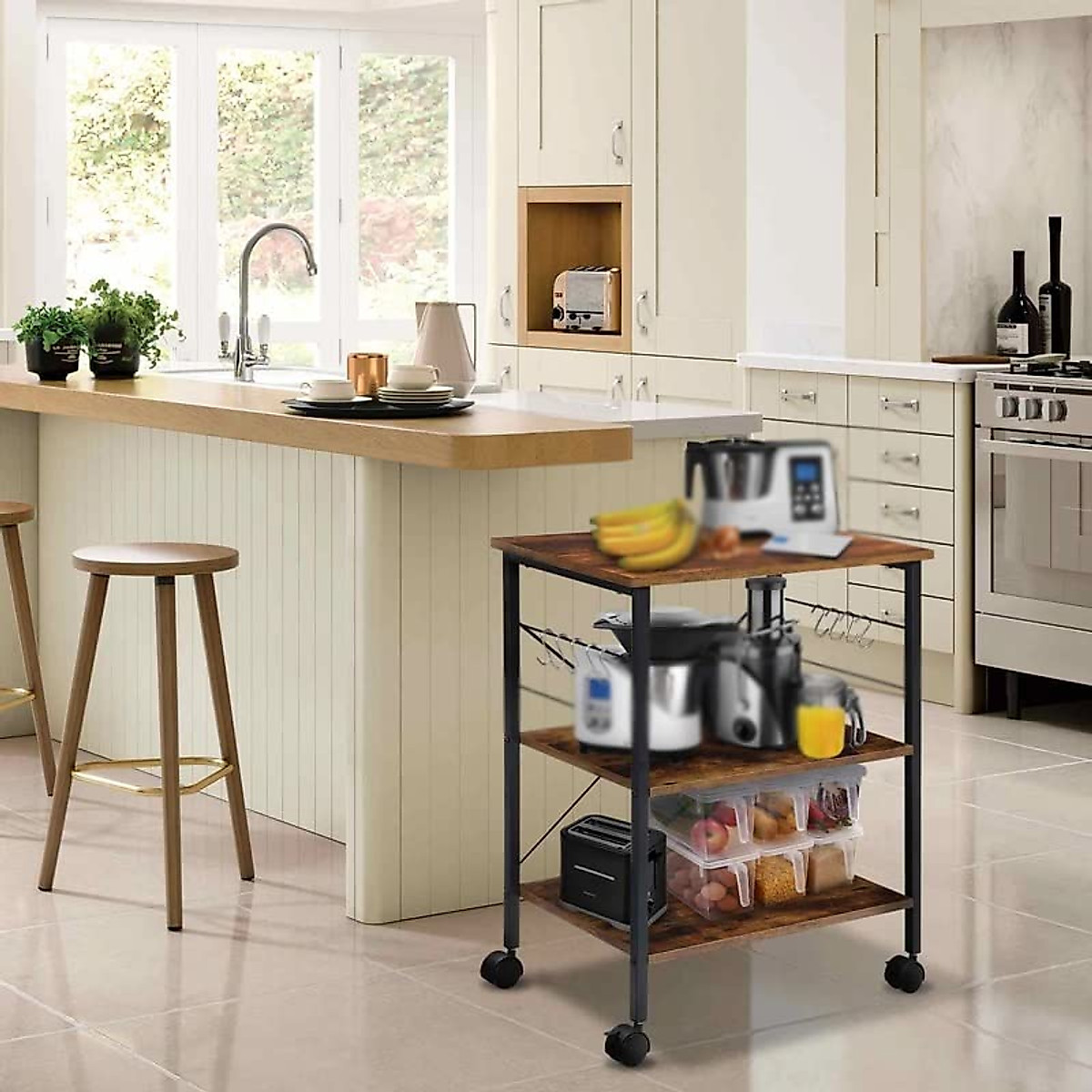 BHVXW 3 Tier Kitchen Storage Cart Home Kitchen Multifunctional Storage Rack Cart