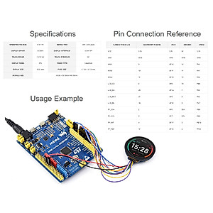 1.28inch Touch LCD Display Module, 240×240 Resolution Round LCD IPS Screen, 65K Colors Display, 4-Wire SPI and I2C Communication, Support Raspberry Pi/Raspberry Pi Pico/Arduino/STM32