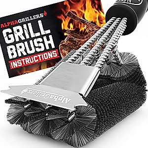 Grill Brush and Scraper - Grill Cleaner Brush Grill Accessories for Outdoor Grill - Safe BBQ Brush for Grill Cleaning - Heavy Duty 17" Grill Brushes