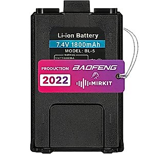 MIRKIT Baofeng Battery BL-5 7.4V 1800 mAh Big Capacity Li-ion for DM-5R UV-5R UV-5R Plus UV-5RE BF-F8HP UV-5R V2+ Plus UV-5RTP Series Two Way Radio Store