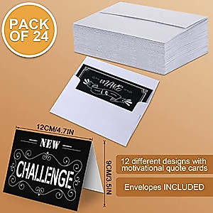 Outus 24 Set Motivational Cards with Envelopes, Inspirational Greeting Note Card, Graduation Cards with Envelopes and Stickers for Teacher Students, Birthday Party Classroom School Supplies