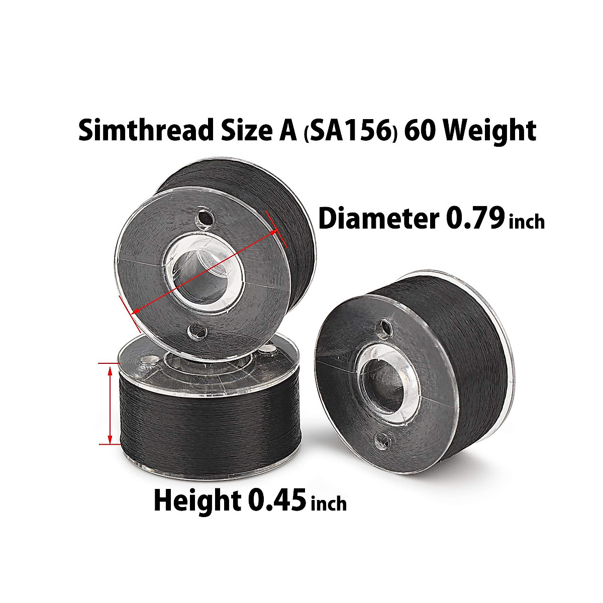 Simthread 25pcs Black Prewound Bobbin Thread Size A Class 15 (SA156) 60WT with Clear Storage Plastic Case Box 70D/2 for Brother Embroidery Thread Sewing Thread Machine DIY