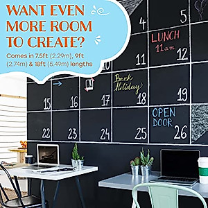 MMFB Black Board Sticker Dry Erase, Chalkboard Wallpaper Stick and Peel Adhesive Roll with 10 Chalks for Wall, Tables, Schools, Home (17.8" X 216.5", 1 Pack)