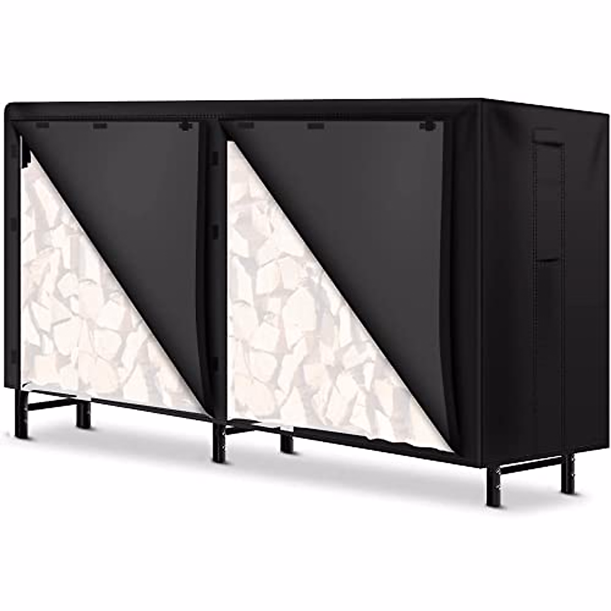 Amagabeli Firewood Rack Outdoor Black 4ft Bundle Amagabeli Firewood Rack with Cover Outdoor Black 8ft