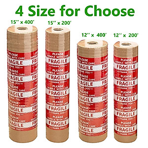 Honeycomb Packing Paper,12" W x 200' L Bubble Cushioning Wrap for Moving,Products & Gifts Wrapping Paper,Recyclable and Biodegradable Cushioning Packing Material with 20 Fragile Sticker Labels