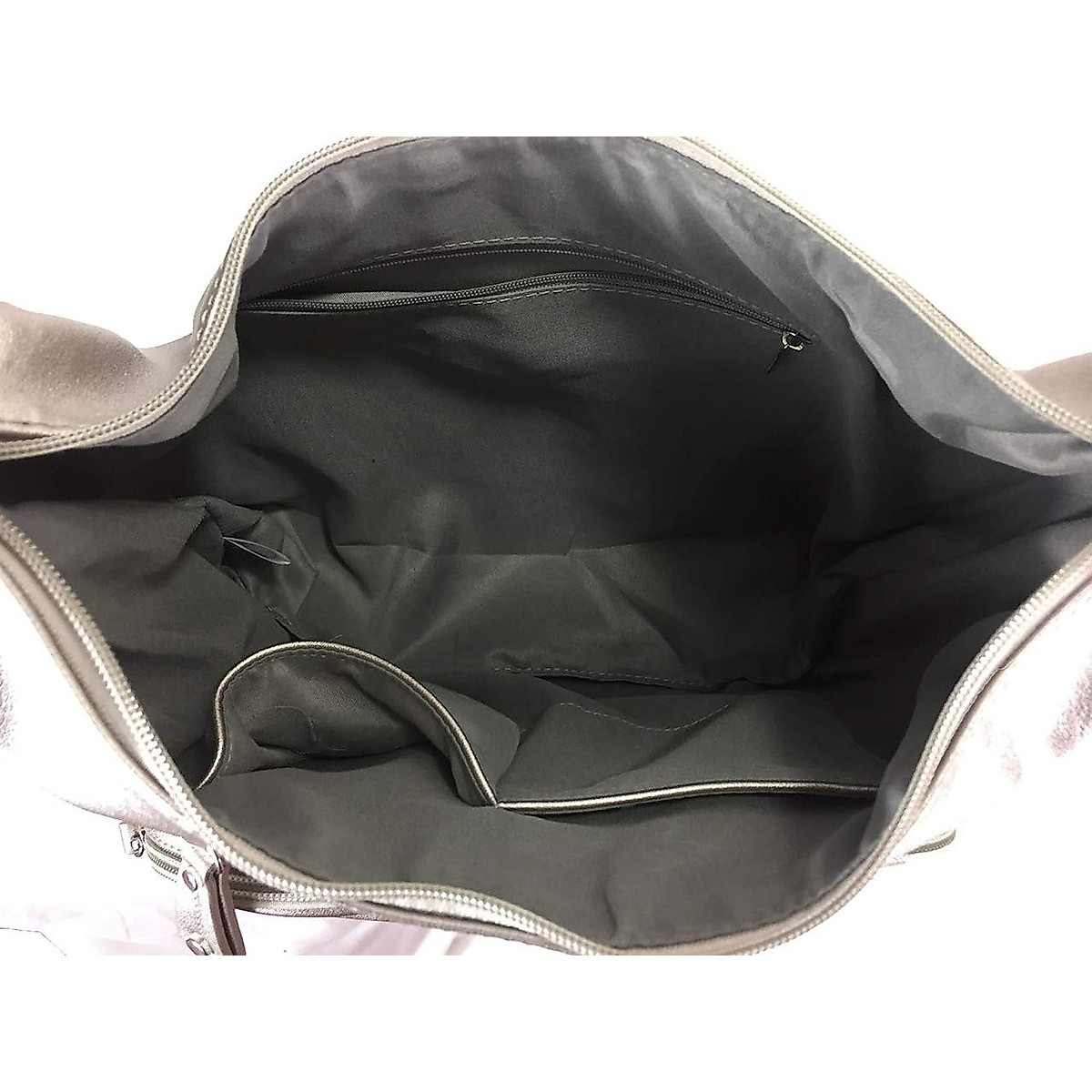 Zzfab Fashion Locking Concealed Carry Big Hobo Bag CCW Cross Body Bag with Credit Card Slots Pewter