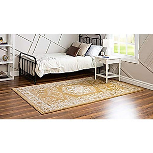Unique Loom Utopia Collection Area Rug - Larissa (9'x 12' 2" Rectangle, Gold/ Ivory)