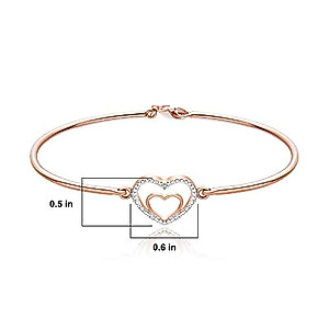 MORGAN & PAIGE 14k Rose Gold Plated Bronze Diamond Accent Two Tone Double Open Heart Bangle Bracelet, 7.25"