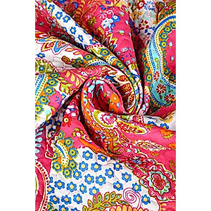 SHIRANYA Unisex Reversible Blanket - Paisely Print Cotton Patch Work Soft Throw Blanket for All Seasons - Multicolor - 50"x60"