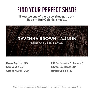 Madison Reed Radiant Hair Color Kit, Darkest Brown for 100% Gray Coverage of Resistant Gray Hair, Ammonia-Free, 3.5NNN Ravenna Brown, Permanent Hair Dye, Pack of 1