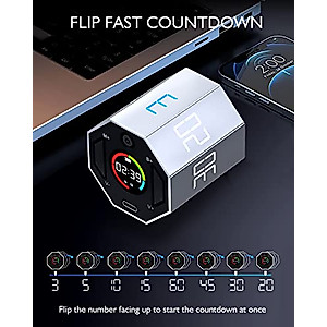 MELOHO Pomodoro Timer for Office Productivity, Magnetic Visual Timer with Flip Countdown, Silent & Alarm, Ideal ADHD Tools for Adults/Kids, Small Cube Digital Timer for Kitchen Cooking (Light Grey)